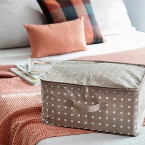 Béžový box na uložení oblečení Compactor Dots, 46 x 20,5 cm