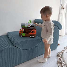 Tyrkysové manšestrové dětské křesílko Wave – Meowbaby