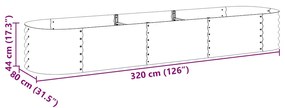 vidaXL Marketos Vyvýšený záhon 320 x 80 x 44 cm pozinkovaná ocel stříbrný