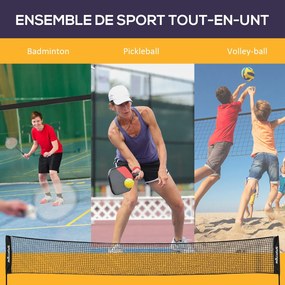 SPORTNOW Kompletní souprava na badminton, pickleball a volejbal, 3 v 1, venkovní sportovní hry s nastavitelnou výškou sítě 107-155 cm
