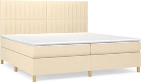 Box spring postel s matrací krémová 200x200 cm textil 3142526