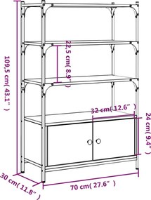 vidaXL Knihovna se 3 policemi 70 x 30 x 109,5 cm kompozit [838993] Barva: dub sonoma