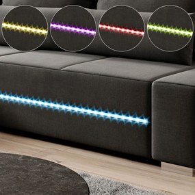 Juskys Rozkládací sedací souprava Davos s LED osvětlením Barva: světle šedá, Provedení: pravé