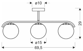 Stropní svítidlo se skleněným stínidlem v bílo-zlaté barvě 15x69 cm Amadeo – Candellux Lighting