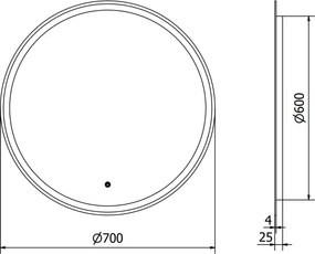 Mexen Gobi, LED kulaté koupelnové zrcadlo s podsvícením 70 cm, 6000K, ochrana proti zamlžování, 9801-070-070-611-00