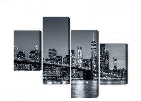 Vícedílný obraz Panorama New Yorku V Noci Nedostatek Nedostatek Přírodní plátno 120x75