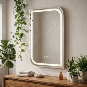 Rea ZONE, LED zrcadlo 60x80cm v rámu z broušené oceli, HOM-00301