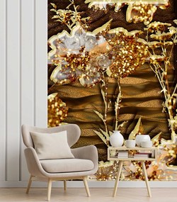 Gario Fototapeta Zlatý brokát květiny Materiál: Vliesová, Rozměry: 100 x 140 cm
