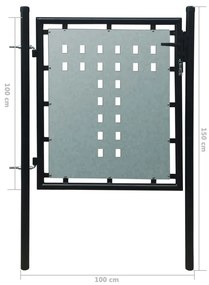 vidaXL Marketos Černá jednokřídlá plotová branka 100 x 100 cm