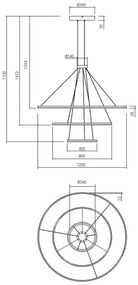 Redo Závěsné LED svítidlo ORBIT ø 120/ø80/ø40 cm, 4000K, 3 kruhy Barva: Bílá, Stmívání, řízení: TRIAC