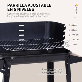 Outsunny Uhlíkový Gril BBQ na Pikniky a Otevřený Oheň 83x46x87 cm