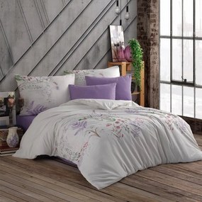 Bavlněné renforcé ložní povlečení LIVA fialková francouzská postel