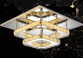 Toolight - LED křišťálová stropní lampa 8W čtvercová 30x30cm APP409-C, teplé světlo 3000K, OSW-65007