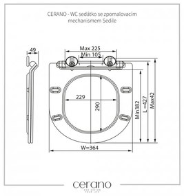 CERANO - Závěsná WC mísa Verde, Rimless + UF sedátko - černá matná - 36x49 cm