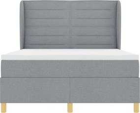 Postel s boxspringem s čelo Světle šedá 200 x 140 cm textil 3340690