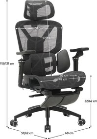 Ergonomická kancelářská židle STORM - tmavě šedá síťovina / nosnost 150 kg