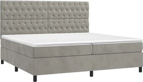 Box spring postel s matrací světle šedá 200x200 cm samet 3143223