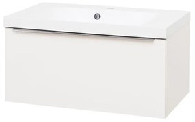 Mereo Mailo, koupelnová skříňka s umyvadlem z litého mramoru 81 cm, bílá, chrom madlo CN516M