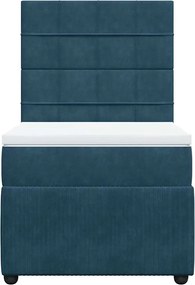 Box spring postel s matrací modrá 90 x 190 cm samet 3294518