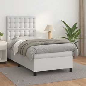 Box spring postel s matrací bílá 100x200 cm umělá kůže 3142828