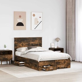 Rám postele s čelo Kouřový dub 120 x 200 cm Kompozitní dřevo 3409680