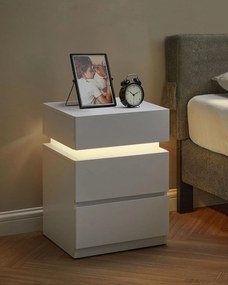 VASAGLE Noční stolek s LED osvětlením bílý