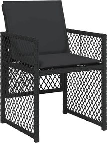 9dílný zahradní jídelní set s poduškami černý polyratan 3210775