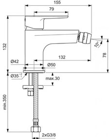 Ideal Standard Cerafine O Bidetová baterie bez výpusti, sametově černá BD716XG