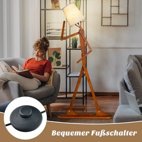 Costway 160 cm Vysoká dřevěná stojací lampa Dekorativní humanoidní rohová lampa