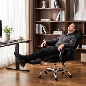 Masážní kancelářské křeslo Vinsetto s vyhříváním — ergonomické, polohovatelné, s nastavitelnou výškou, kabelovým ovládáním, výsuvnou podnožkou a 360°…