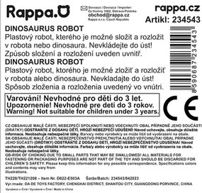 RAPPA Robot rozložitelný dinosaurus červená / Akční figurka