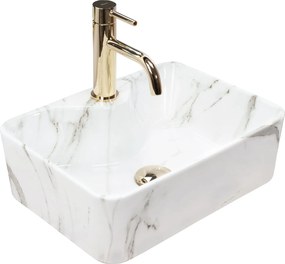 Rea Kelly Mini, umyvadlo na desku 410x310x130 mm, imitace kamene-Aiax Shiny, REA-U6504