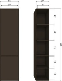 Tmavě hnědá modulární skříňka z borovicového dřeva 55x215 cm Meggy – WOOOD