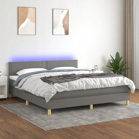 Box Spring Postel S Matrací A Led Textil Tmavě Šedá Hladké s hřebíky 180