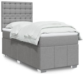 Box spring postel s matrací světle šedá 90x200 cm textil 3291565