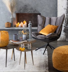 Tmavě šedé sametové relaxační křeslo Chair Relax Bubby Grey - 78*73*92cm