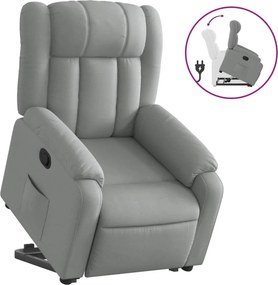 Zvedací polohovací křeslo světle šedé textil 3205316