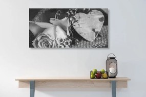Obraz růže a srdíčko ve vintage provedení Varianta: 120x60