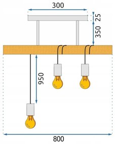 Toolight, závěsná moderní svítilna 3xE27 APP973-3CP LINE, černá-hnědá, OSW-03242
