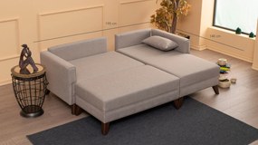 Hanah Home Dvoumístná pohovka BELLA krémová pravá 205 cm s taburetem 825BLC1511