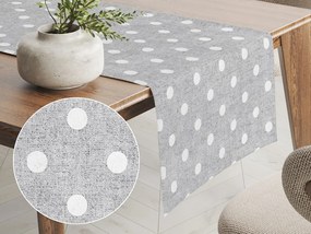 Biante Dekorační běhoun na stůl Porto PRT-018 Bílé puntíky na šedém režném 20x140 cm
