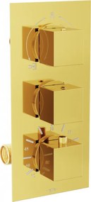 Mexen CUBE - 3-výstupová podomítková sprchová baterie, Zlatá, 77503-50