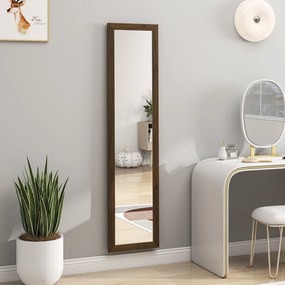 HOMCOM Plné tělo zrcadlo 157x37 cm s MDF rámem, stojící s nakloněním nebo závěsné, ořech
