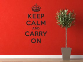 Samolepky na zeď - Keep calm and carry on Barva: Modrá námořní, Velikost: 40x22 cm