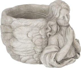 Šedý květináč s andělkou Anjel - 19*17*14 cm