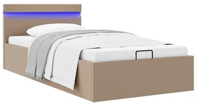 Rám postele s LED a úložištěm cappuccino umělá kůže 90 x 200 cm 285558