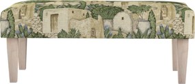 Dlouhá lavička 100x40cm barva béžová látka pletený vzor, vzorované
