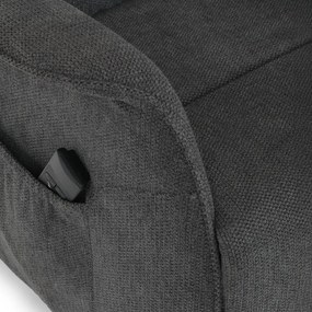 TV křeslo KONRAD s elektrickým polohováním — látka, šedá, nosnost 150 kg