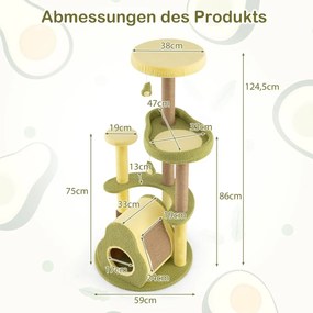Costway Avocado Scratching Post Vícepatrová kočičí věž se soukromým apartmánem