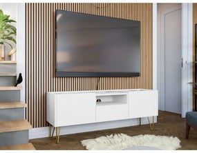 TV skříňka/stolek Animere White ARTV144, Barva: bílá / bílá + mramor bianco